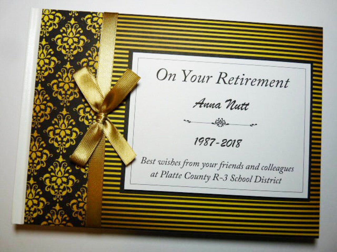 Personalised Black and Gold Retirement Guest Book, Retirement Sign in ...