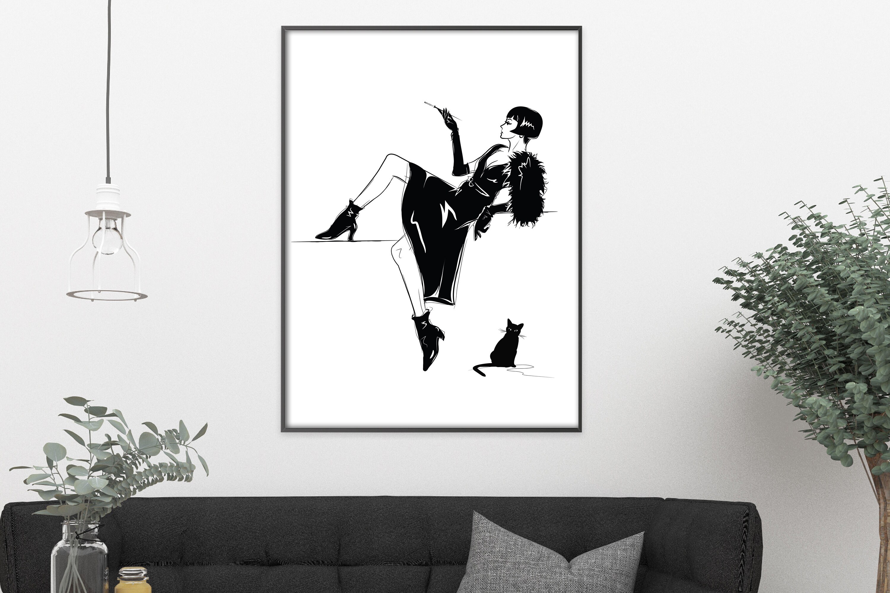 Fashion poster fashion model print black and white fashion | Etsy