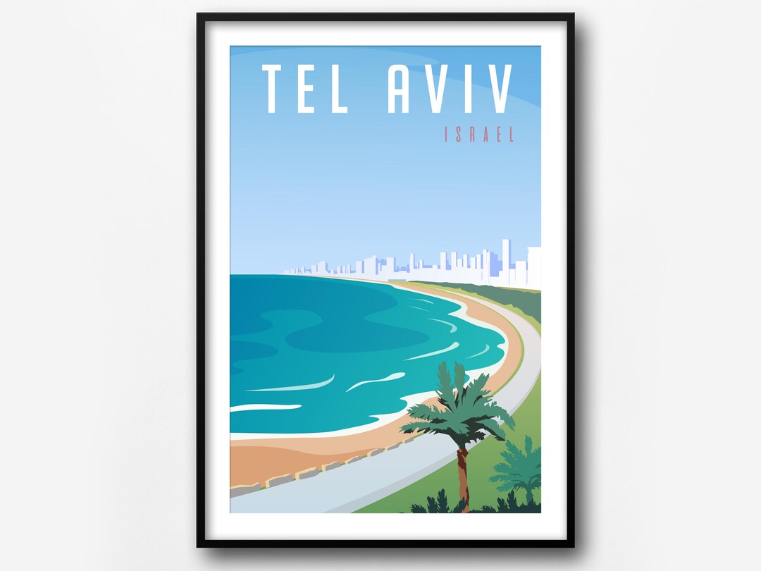 Tel Aviv Israel Travel Poster, Tel Aviv Retro City Poster, Israel ...