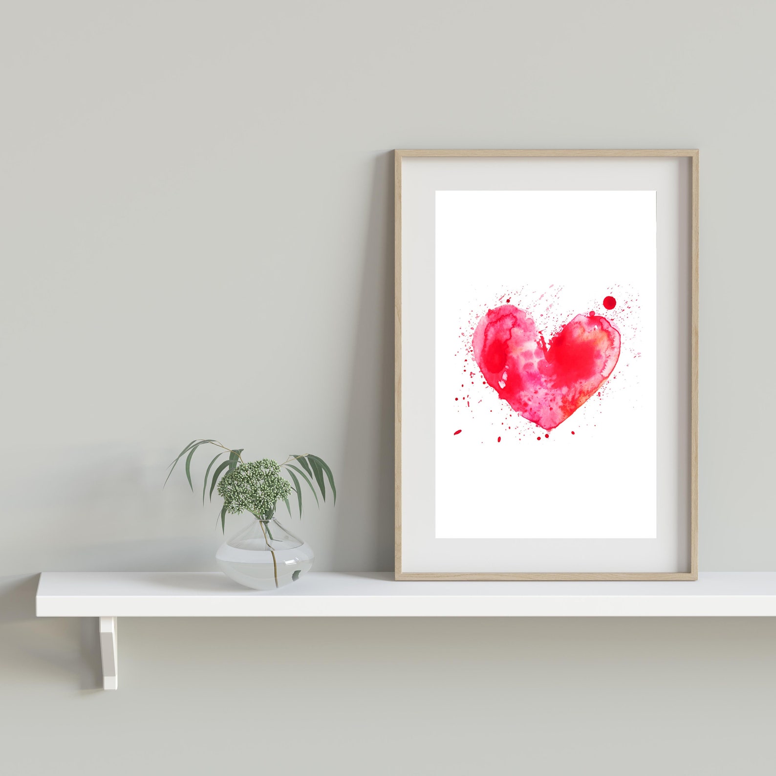 Pink Heart Wall Print Watercolour Heart Wall Decor Heart - Etsy UK