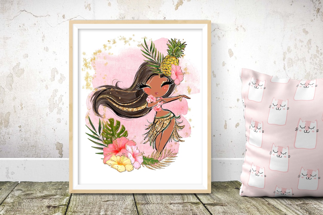 Tropical Hula Girl Wall Print, Tropical Hawaiian Luau Nursery Wall ...
