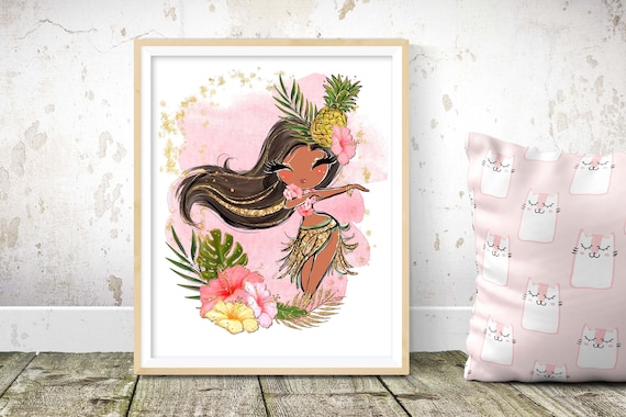 Tropical Hula girl wall print Tropical Hawaiian Luau nursery | Etsy