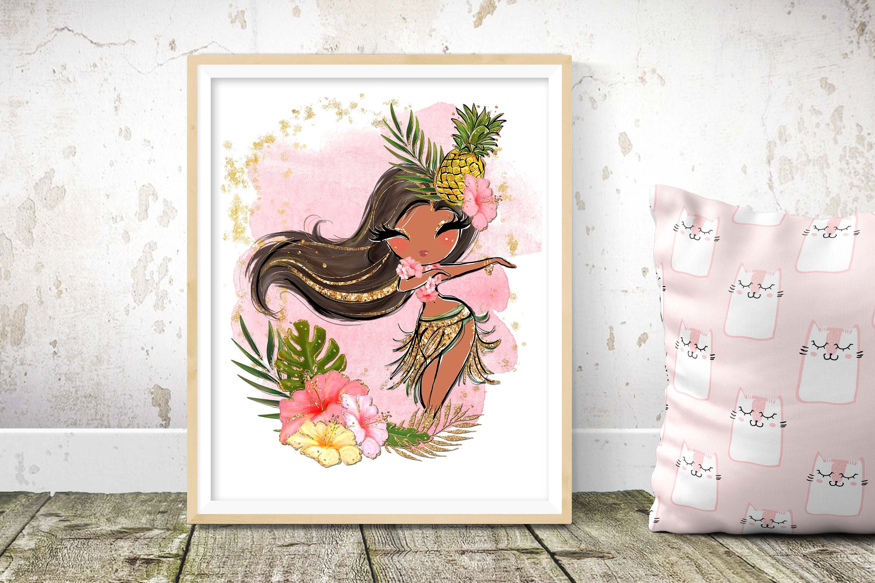 Tropical Hula girl wall print Tropical Hawaiian Luau nursery | Etsy