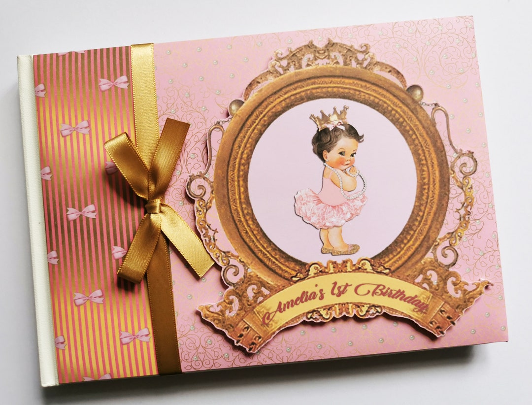 Princess Birthday Guest Book, Pink and Gold Princess Birthday Book ...