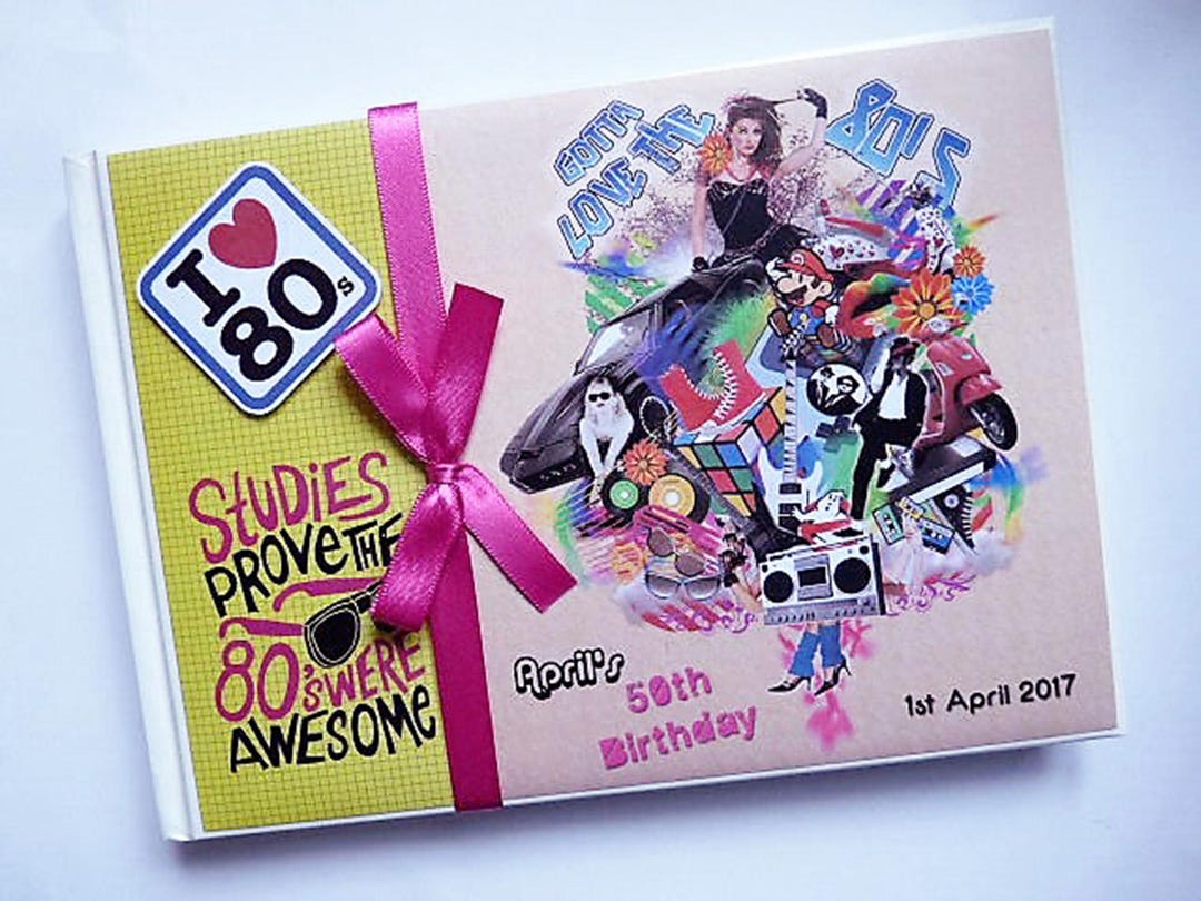 Personalised 80's, I Love 80's Birthday Guest Book, 80's Sign in Book ...