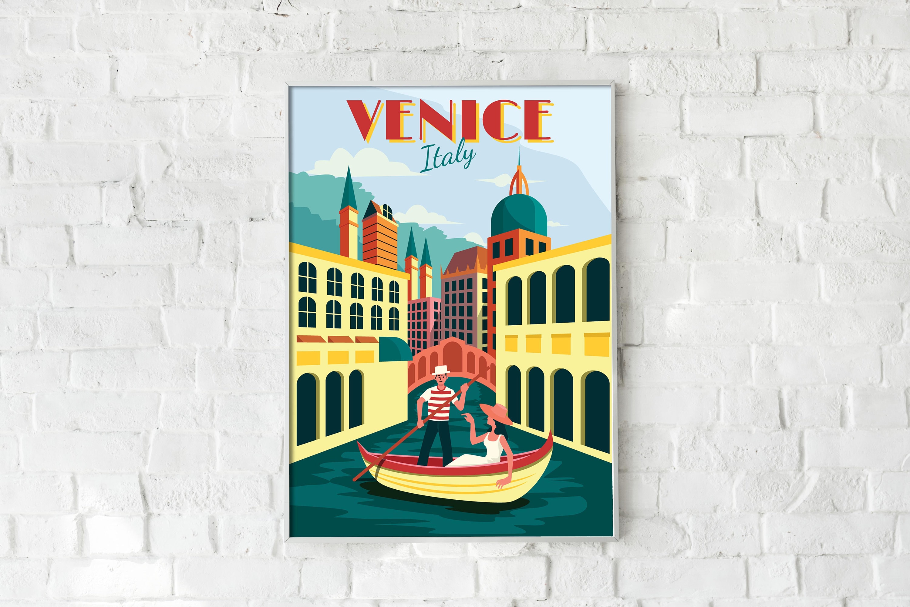 Venice Travel Poster Venice Retro City Poster Italy Travel - Etsy