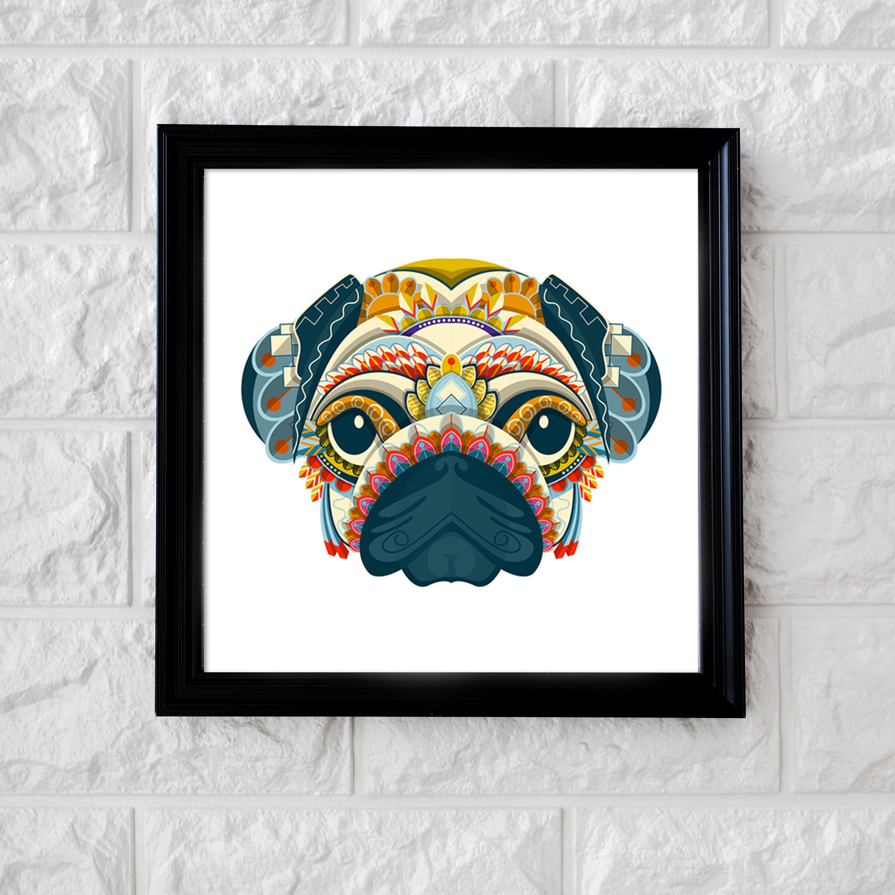 Pug Dog Print Pug Mandala Print Abstract Pug Wall Art Pug | Etsy