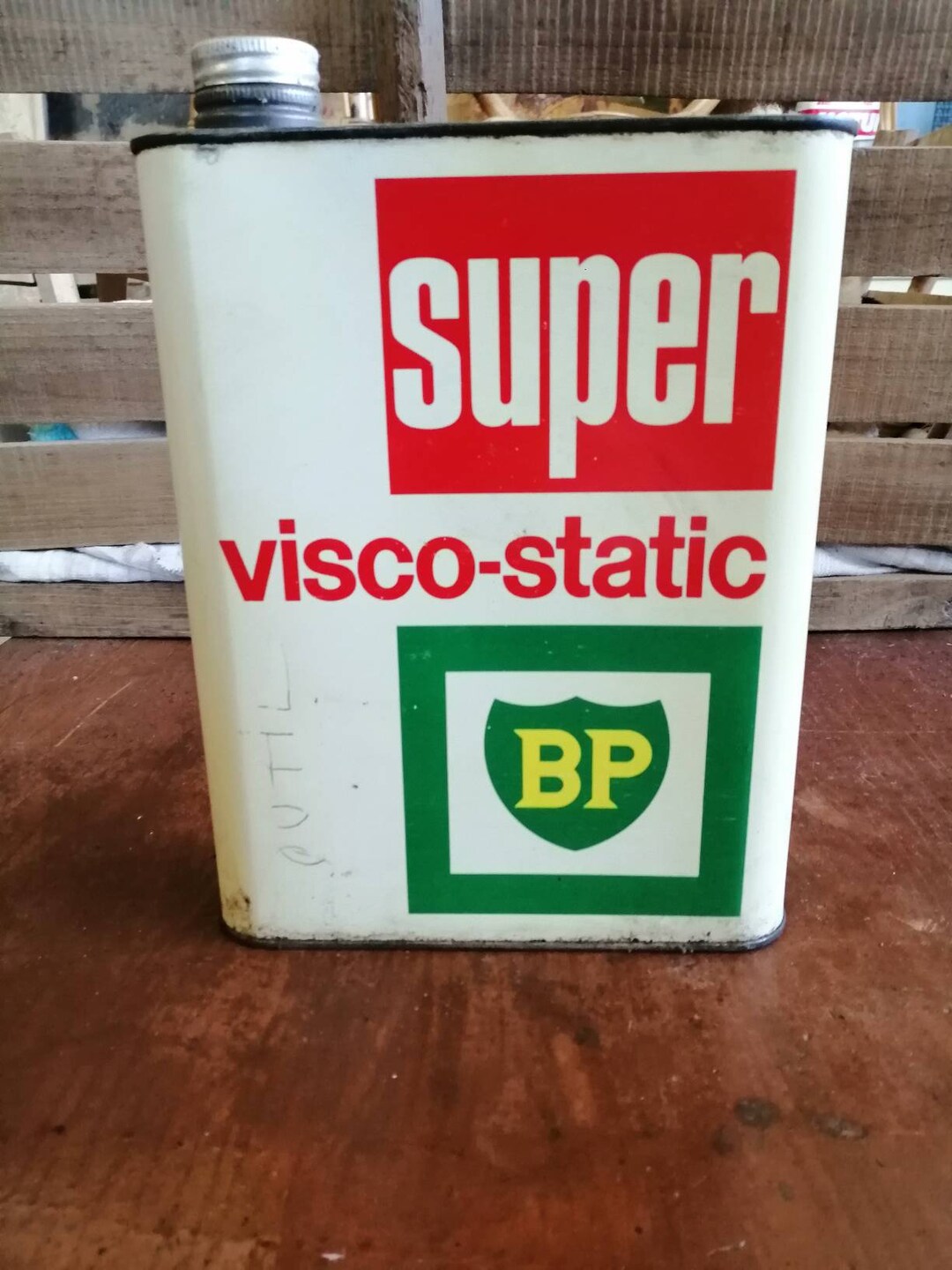 Former Oil Can Super Visco Static BP White and Green Garage Car ...