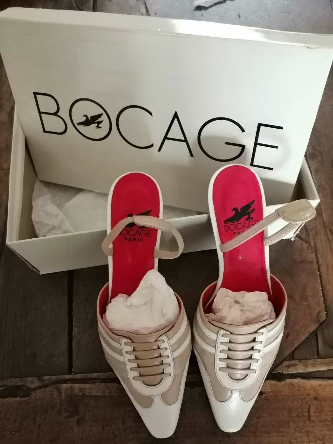 Pair of Shoes Bocage Paris Size 37 in Beige White Leather - Etsy