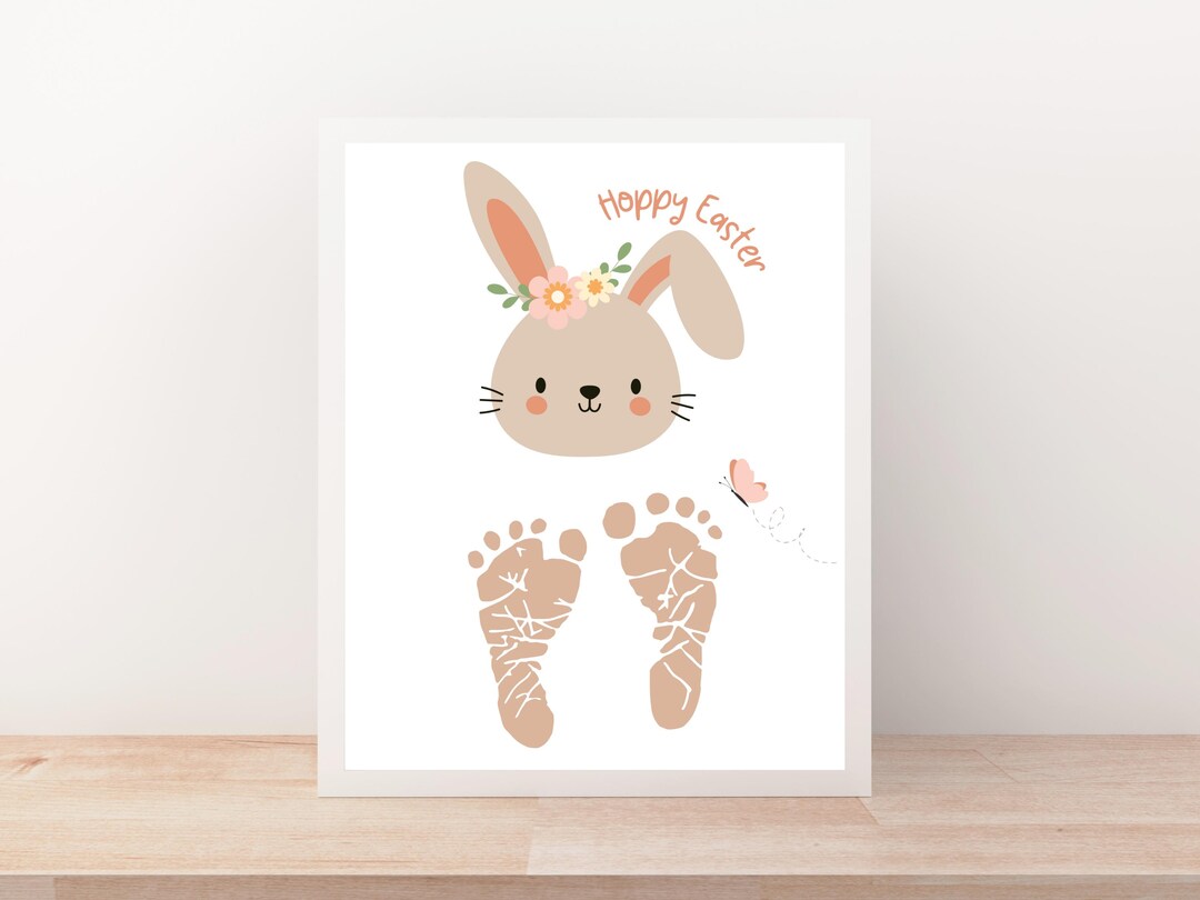 Hoppy Easter Pink Bunny Feet Baby's First Easter Footprint Art - Etsy