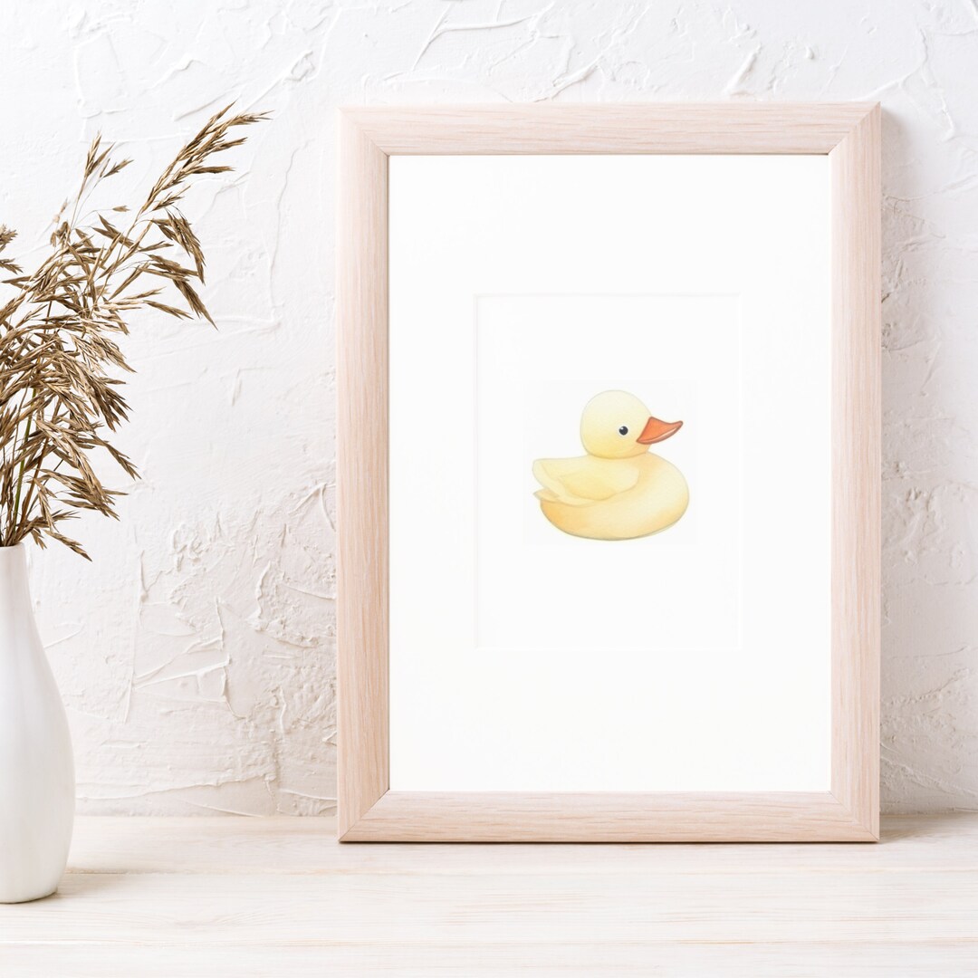 Adorable Watercolor Yellow Rubber Duck Digital Print Ideal for Charming ...