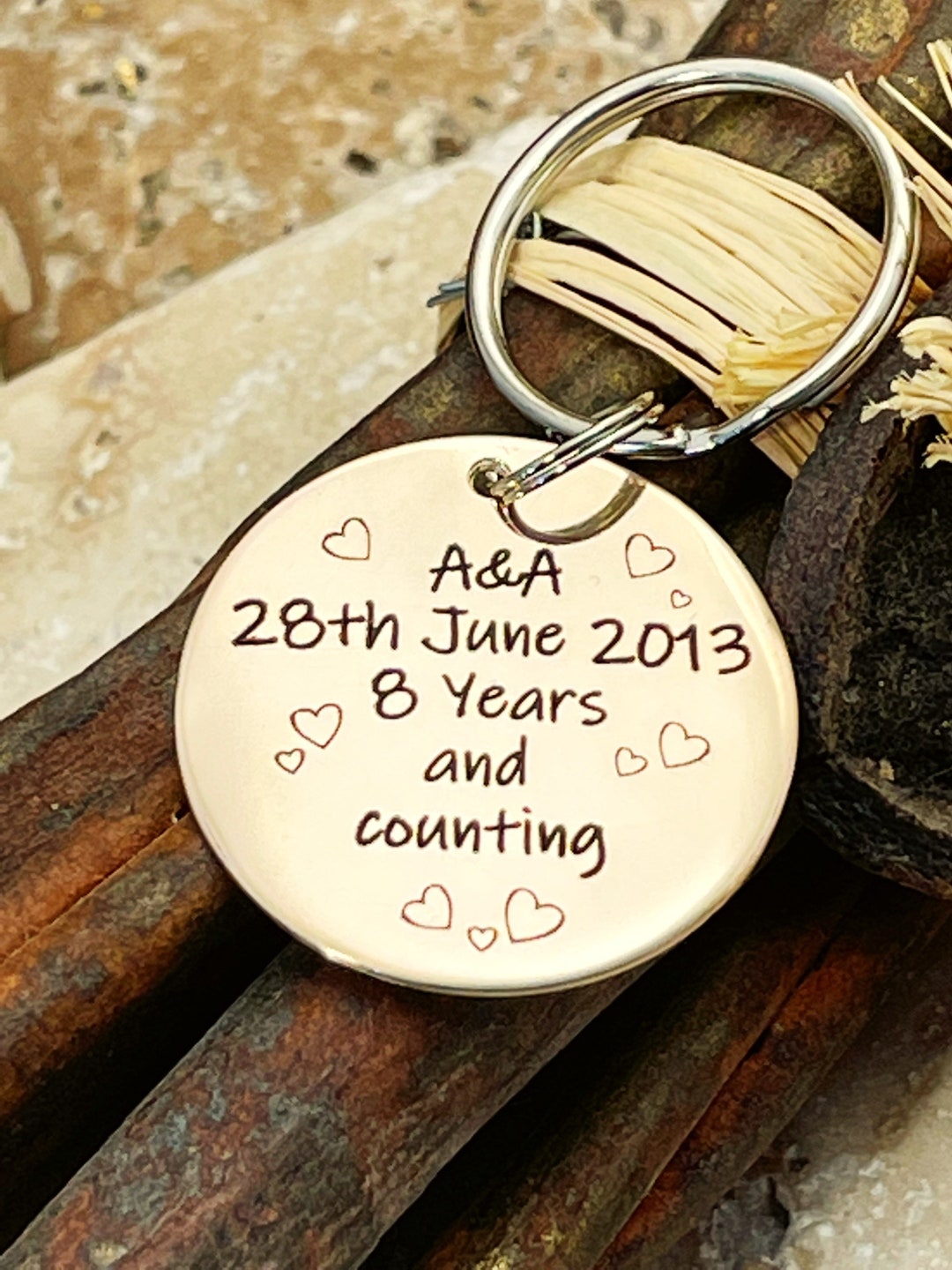 Bronze Anniversary Keyring / 8 Years Wedding Anniversary Key - Etsy
