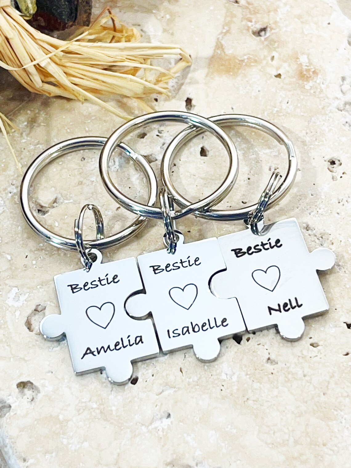 Bestie keyring BFF keychains matching best friend key | Etsy