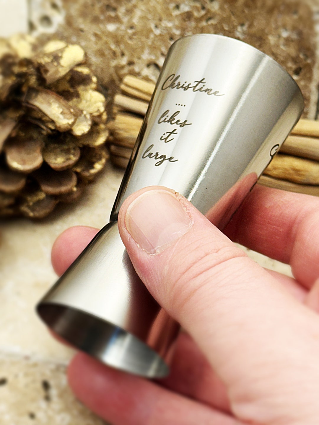 Stainless Steel Shot Measurer - Double Jigger - Personalised - Engraved ...