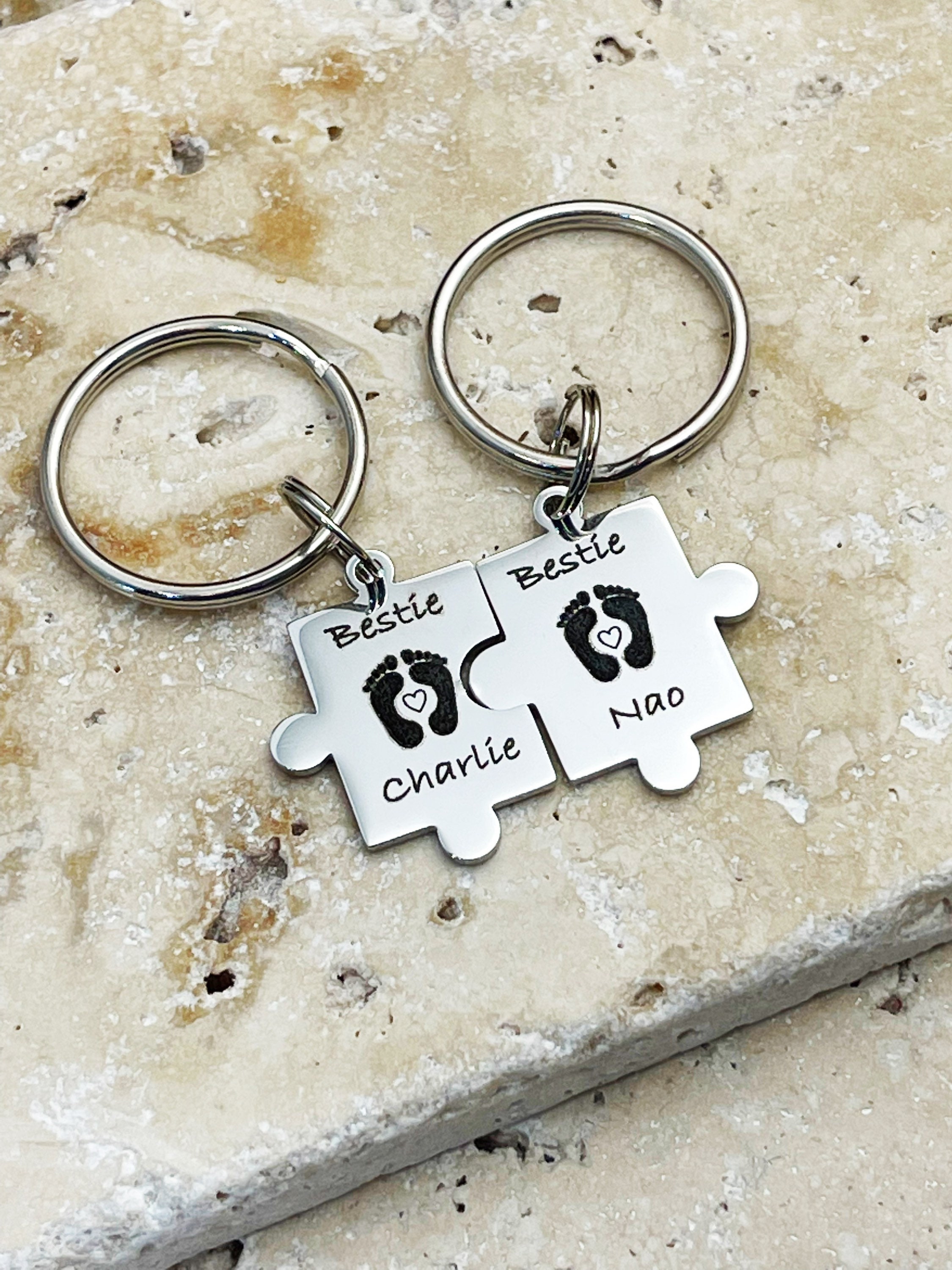 Bestie keyring BFF keychains matching best friend key | Etsy