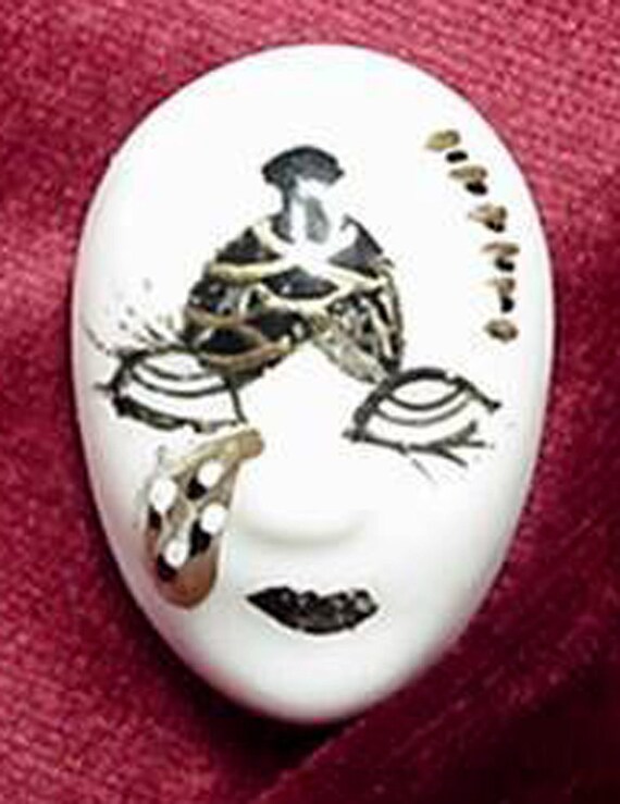 Ceramic Hand Painted Face Brooch - Gem