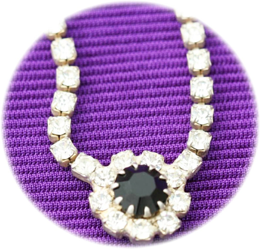 Crystal Necklace With Black Center Stone - Etsy