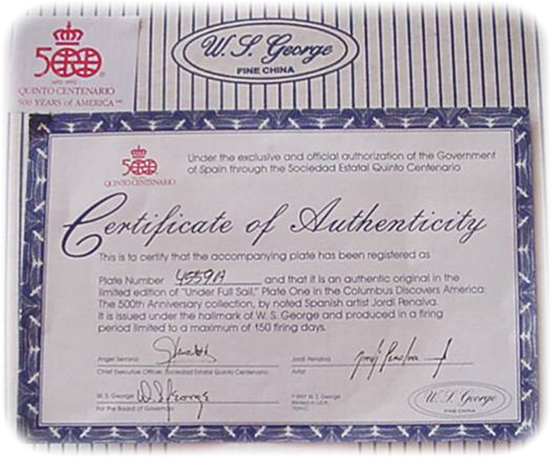 Under Full Sail 500th Anniv Columbus Collectors Plate, W.S. George - Etsy