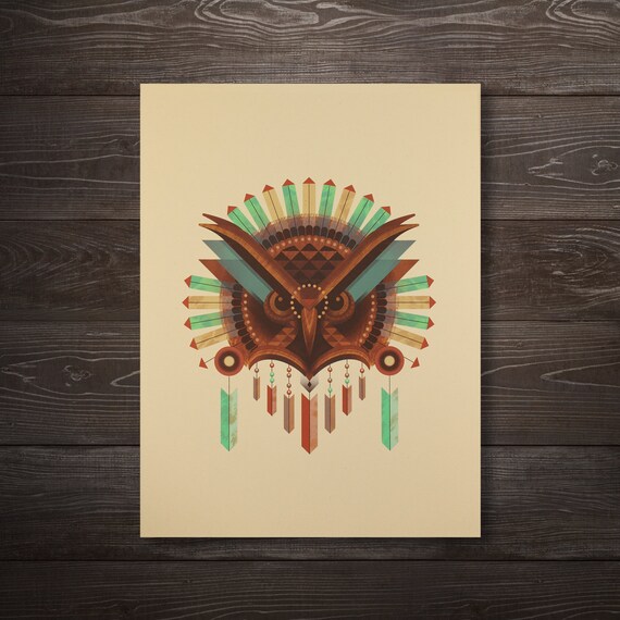 Geometric Owl Screen Print - Etsy