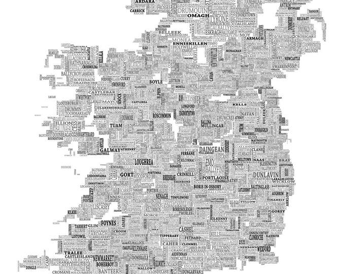 Typographical Map of Ireland digital Download - Etsy