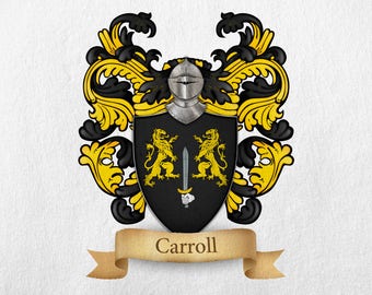 Carroll Family Crest Digital Download Carroll Coat of Arms JPG File ...