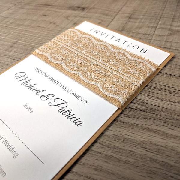 Burlap Lace Invite - Etsy