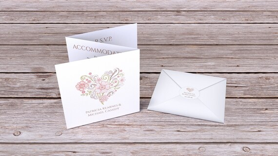 Floral Heart Wedding Invitation - Etsy