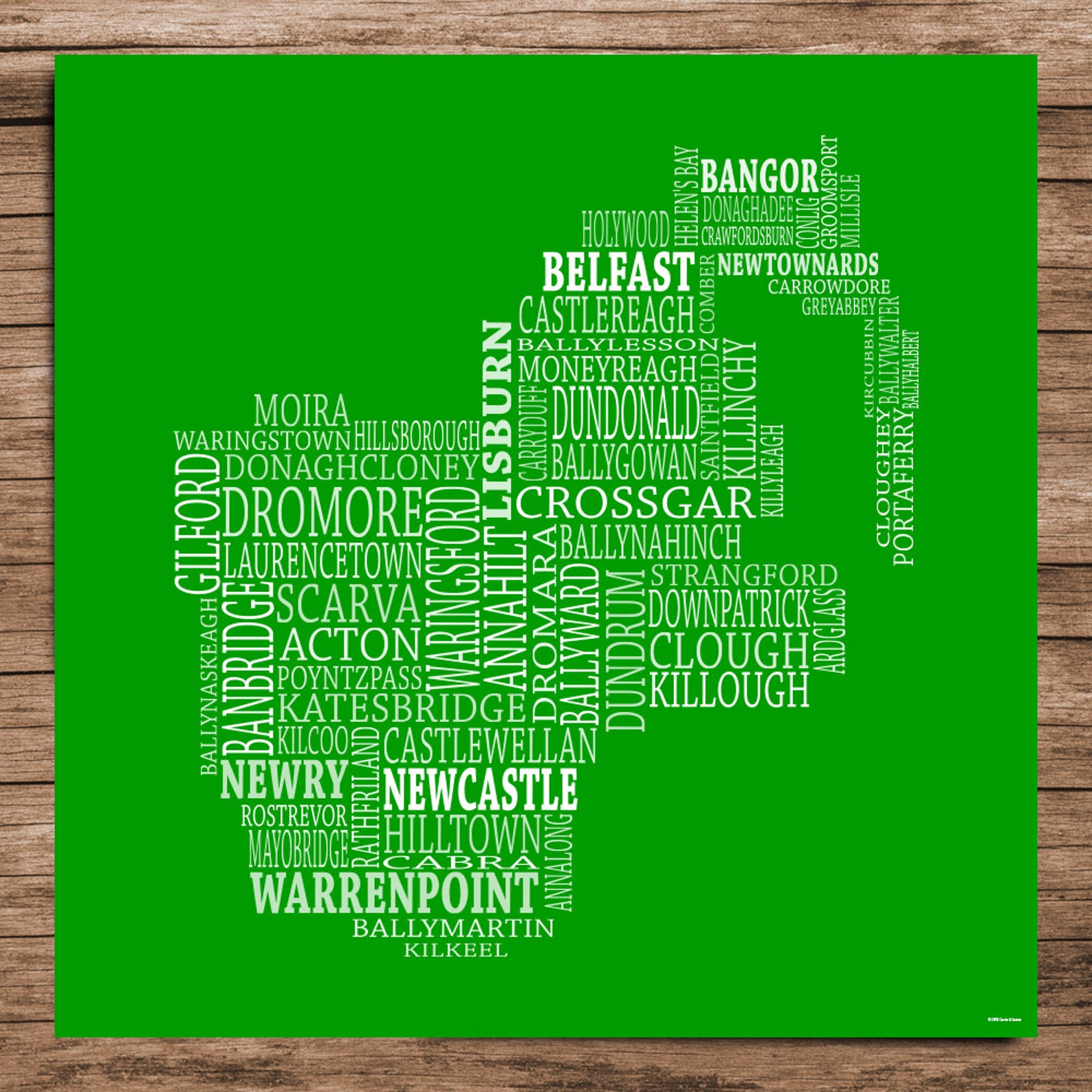 Down Typographical Map of County Down Ireland digital - Etsy