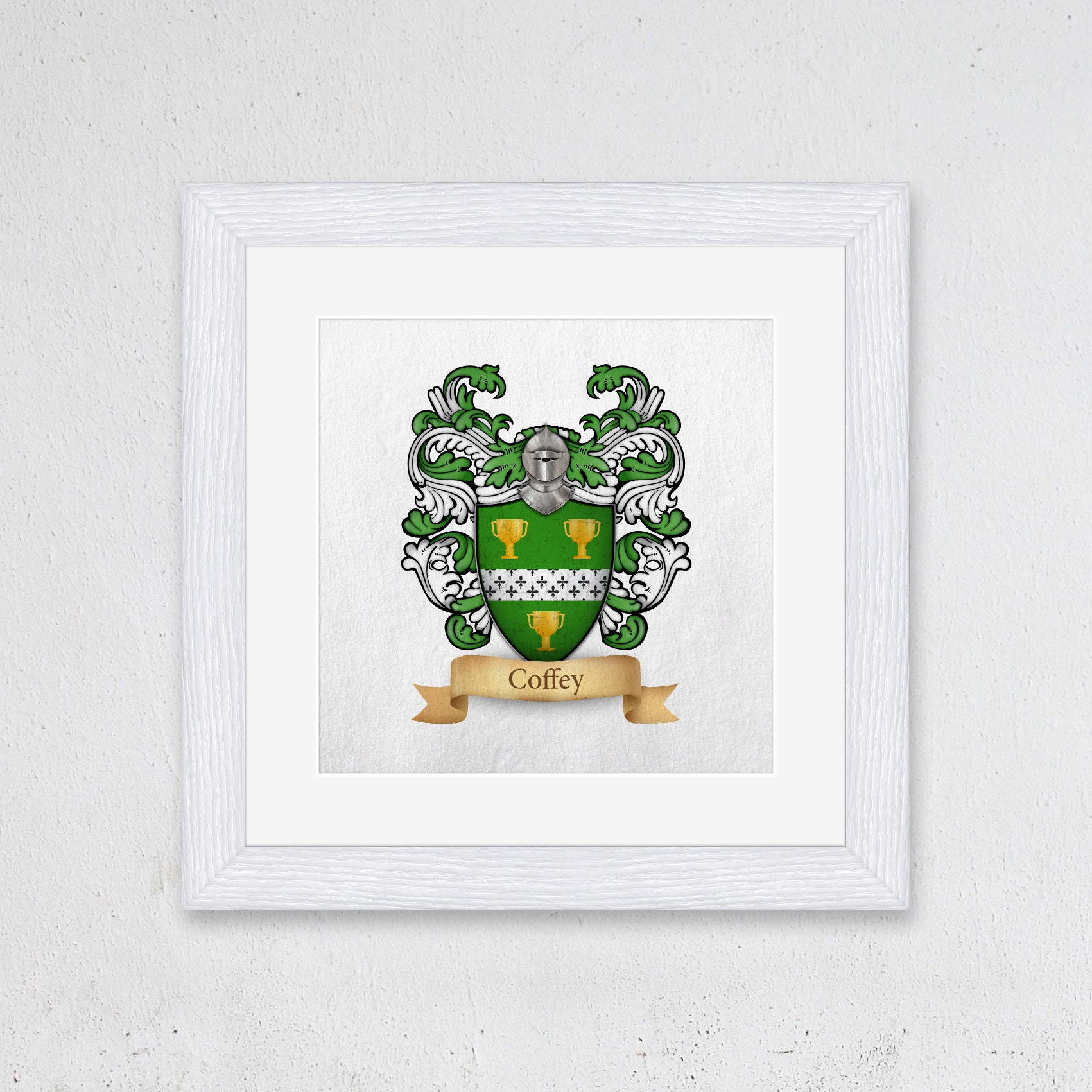 Coffey Family Coat of Arms Framed Print. | Etsy