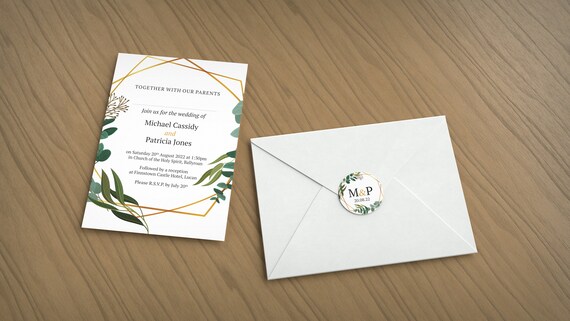 Geometric-leaf Themed Wedding Invitation | Etsy