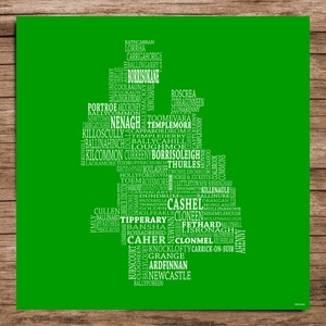 Tipperary - Typographical Map of County Tipperary, Ireland (digital ...