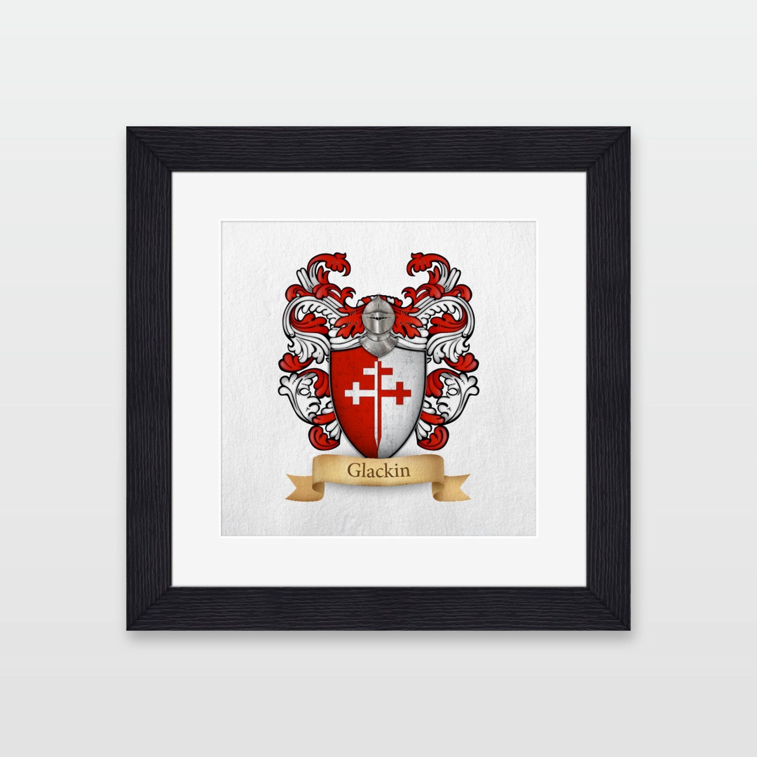 Glackin scottish Family Coat of Arms Framed Print. - Etsy