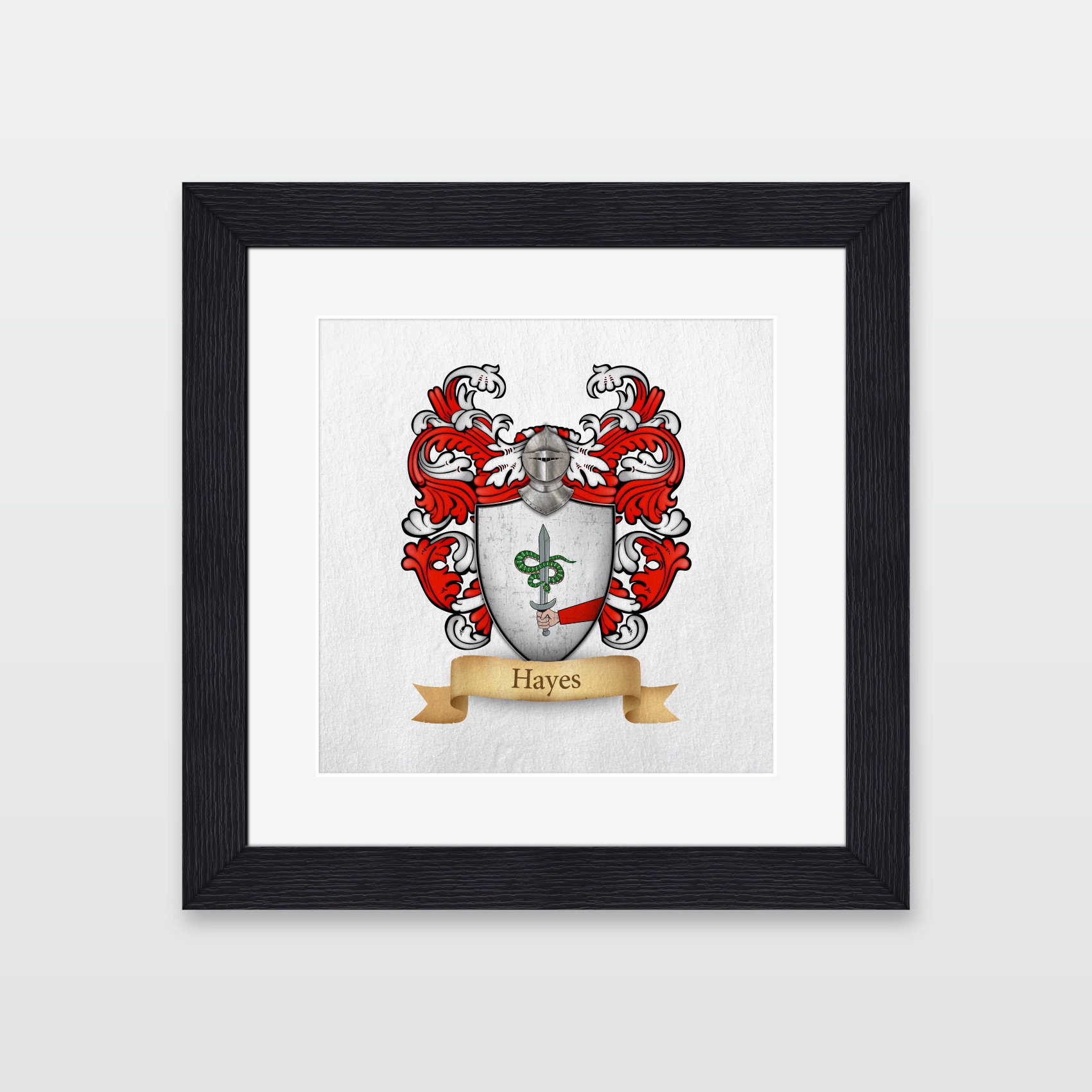 Hayes Family Coat of Arms Framed Print. - Etsy UK