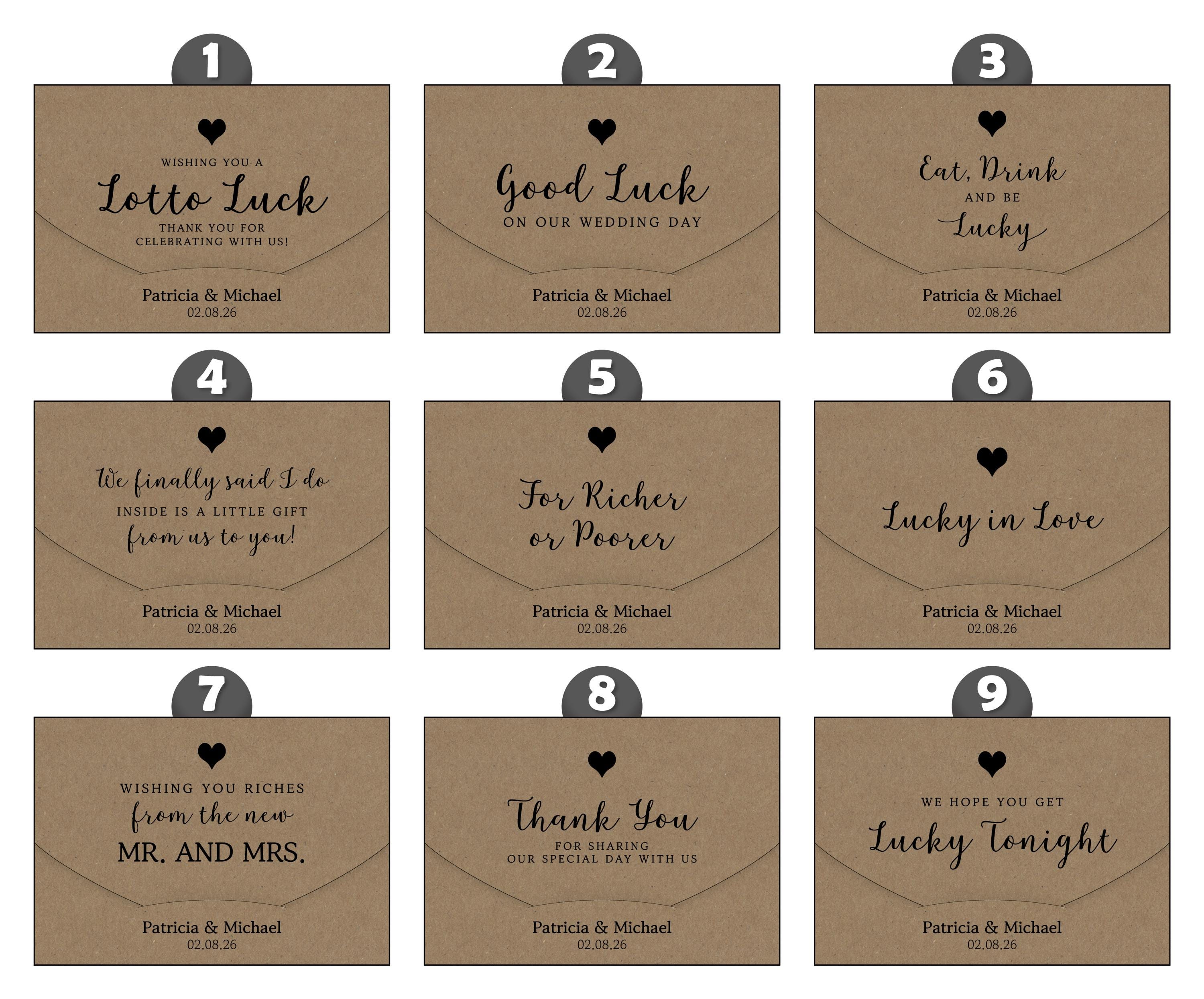 Kraft Heart Lottery Scratch Card Ticket Envelope for Wedding Favors ...