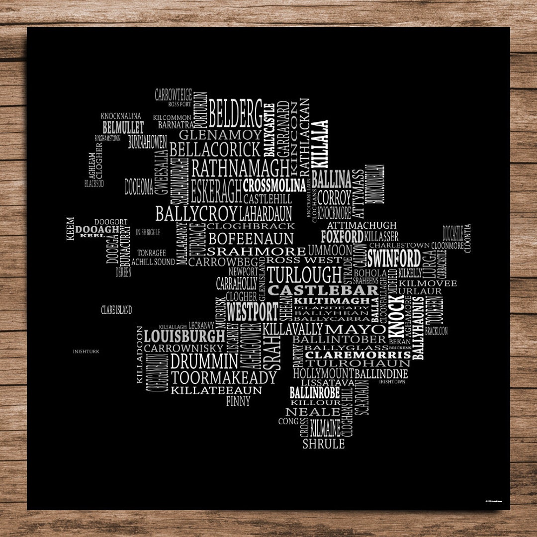 Mayo - Typographical Map of County Mayo, Ireland (digital Download) - Etsy