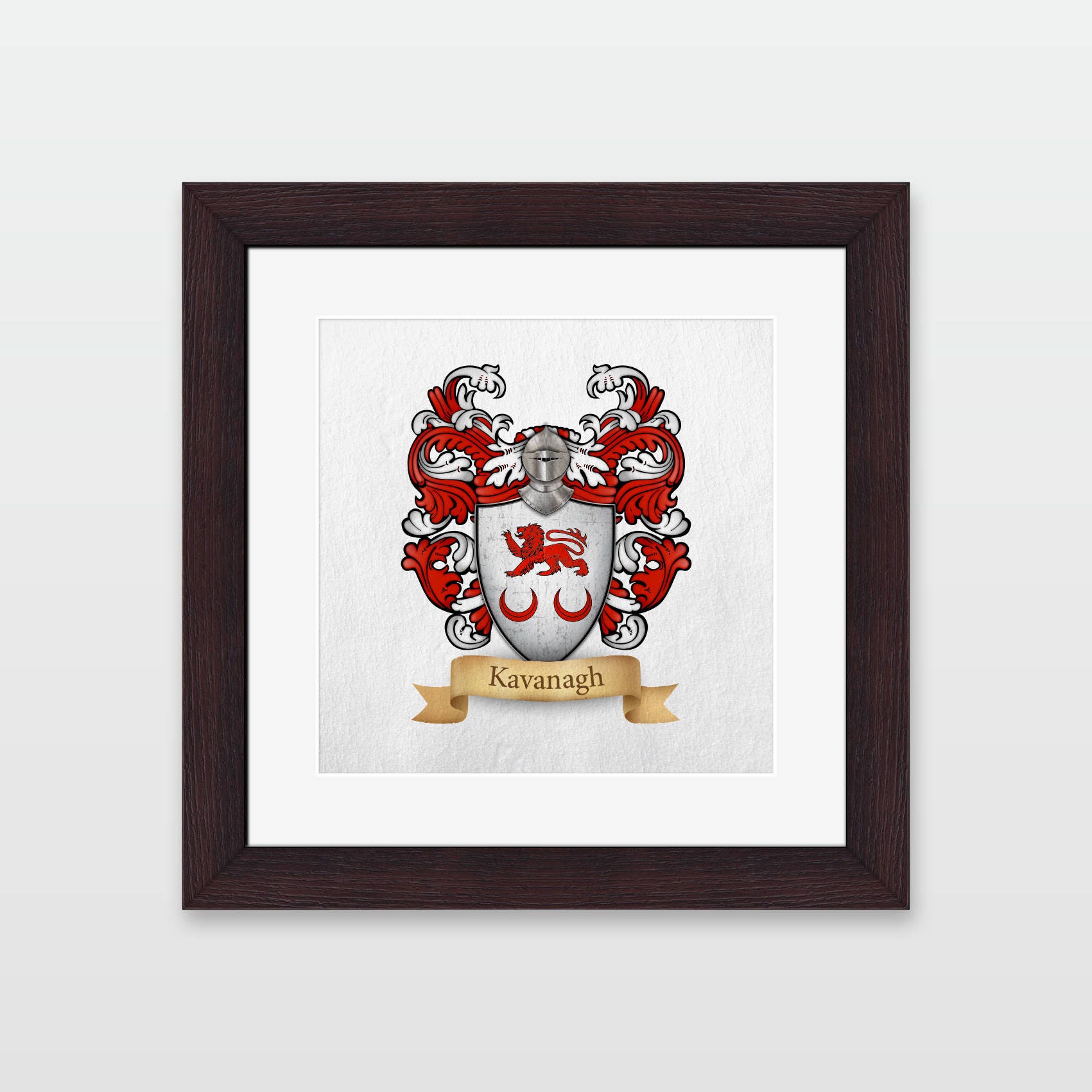 Kavanagh family coat of arms framed print. | Etsy