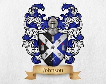 Johnson Family Crest Digital Download Johnson Coat of Arms JPG File ...