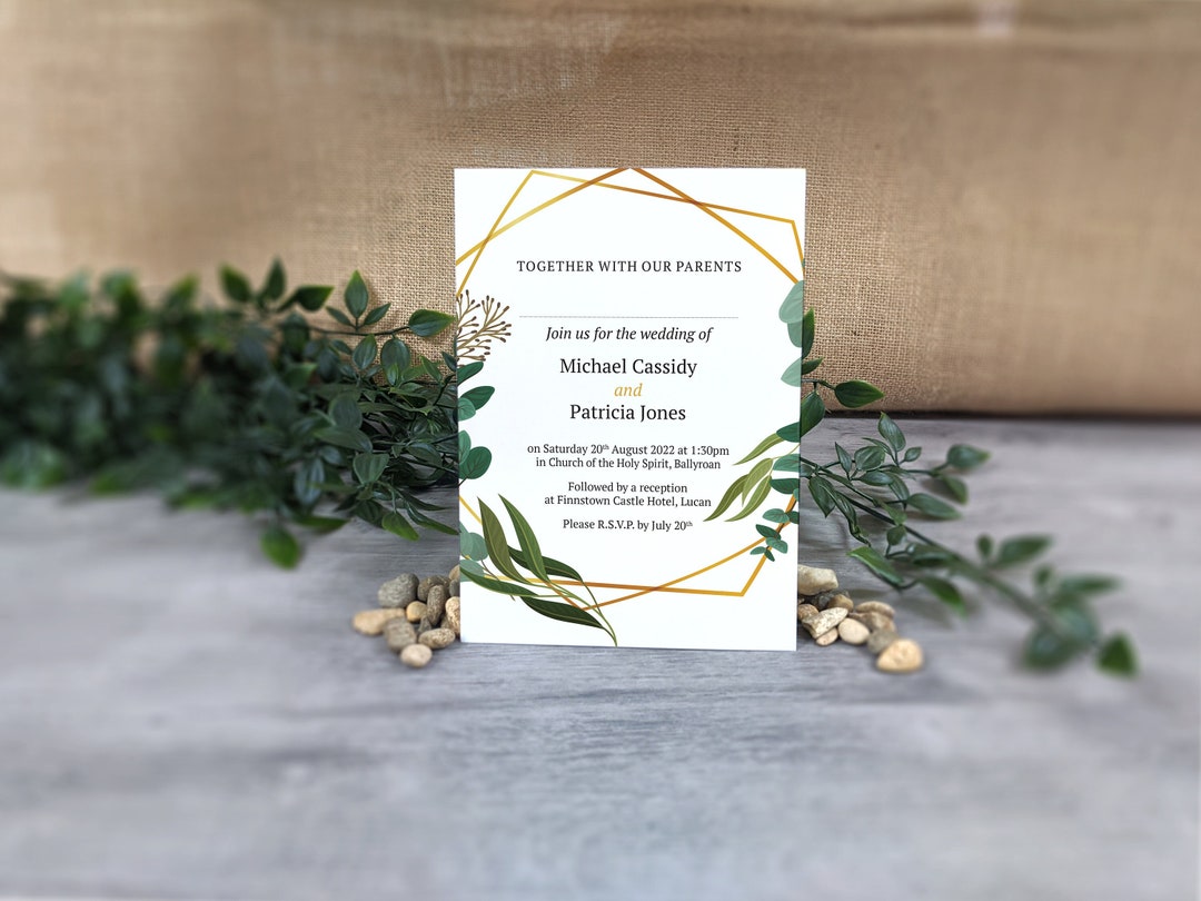 Geometric-leaf Themed Wedding Invitation - Etsy
