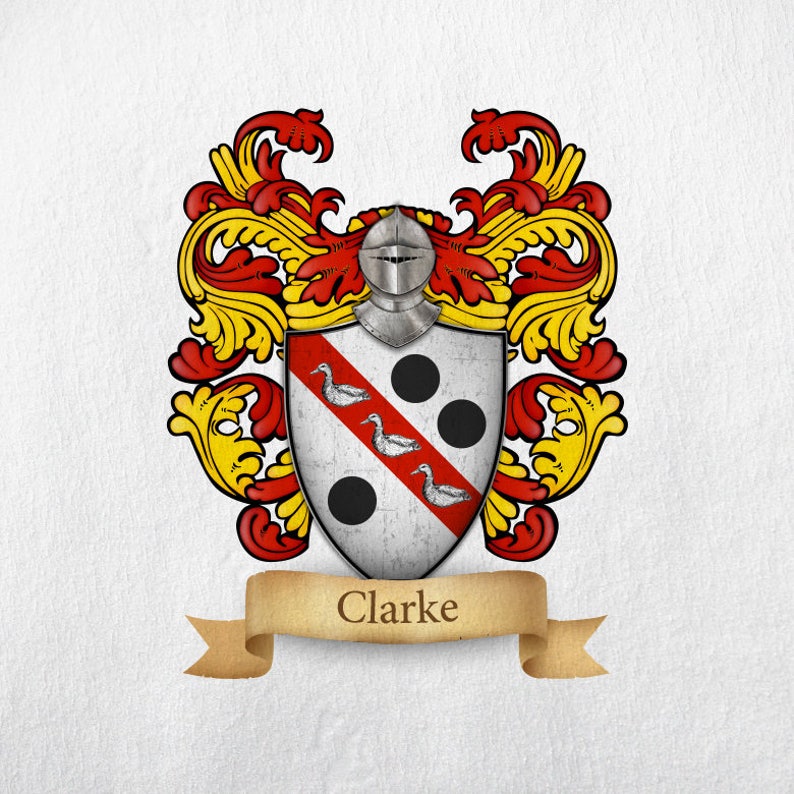 Clarke English Origin Family Crest Print | Etsy