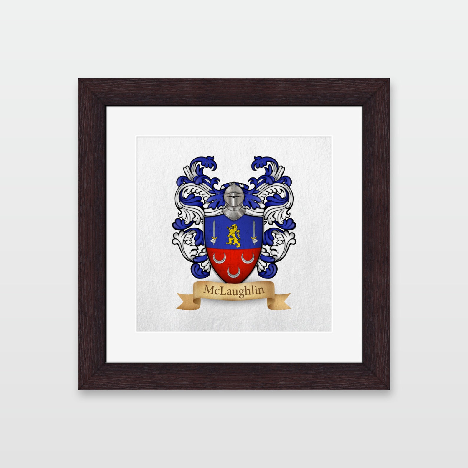 Mclaughlin Family Coat of Arms Framed Print. - Etsy