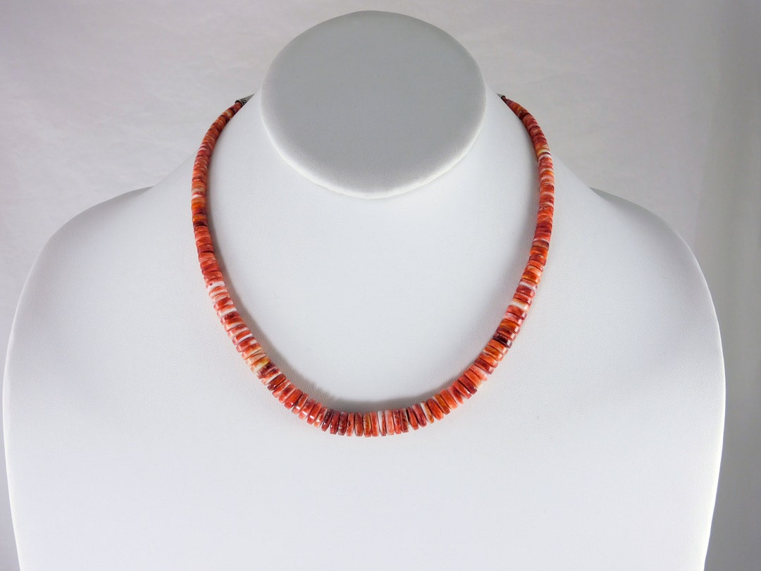 Sale Price Deep Orange Spondylus Shell Heishi Beads Choker Necklace - Etsy