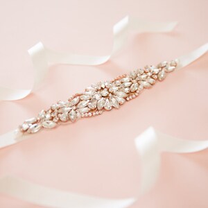 Rose Gold Sash Rose Gold Belt Rose Gold Rhinestone Sash Rose Gold ...
