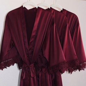 Burgundy Bridesmaid Robes - Burgundy Bridal Robe -burgundy Bridal Party ...