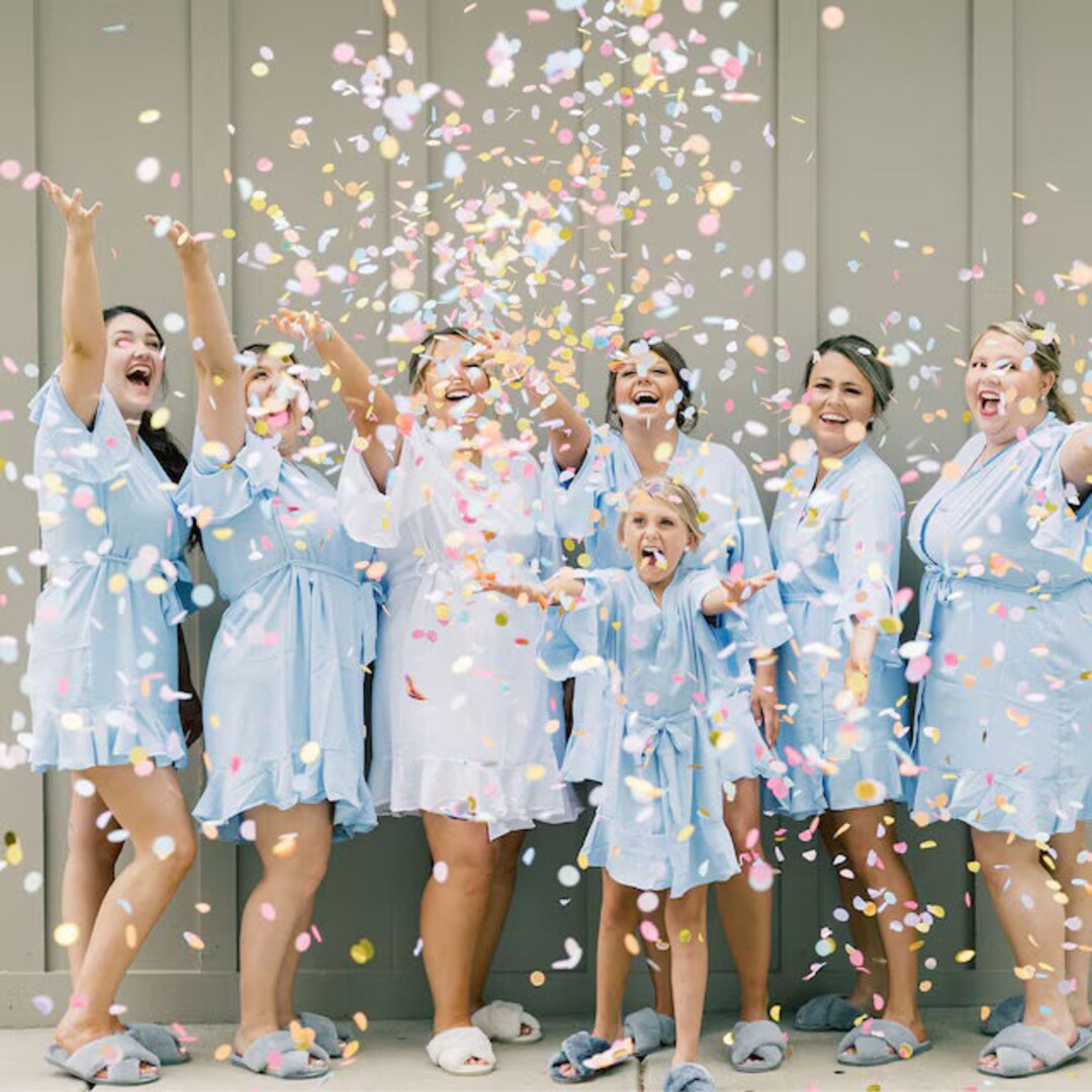 Ruffle Bridesmaid Robes-light Blue Bridesmaid Robes-sky Blue Bridal ...