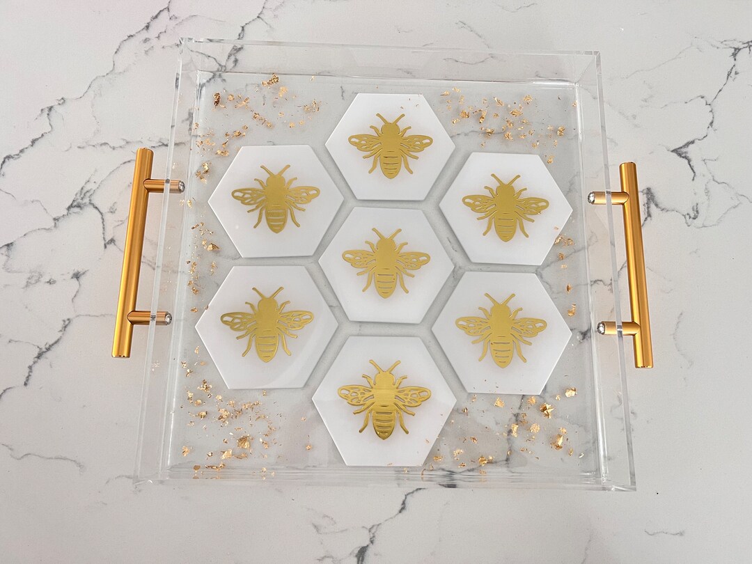 Octagon Bee Coasters Clear Acrylic Tray - Etsy