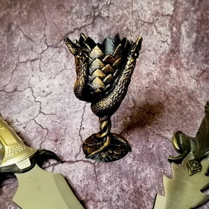 3D Printed Dragon Cup | Vintage Goblet | Bronze Chalice | Dice Cup ...
