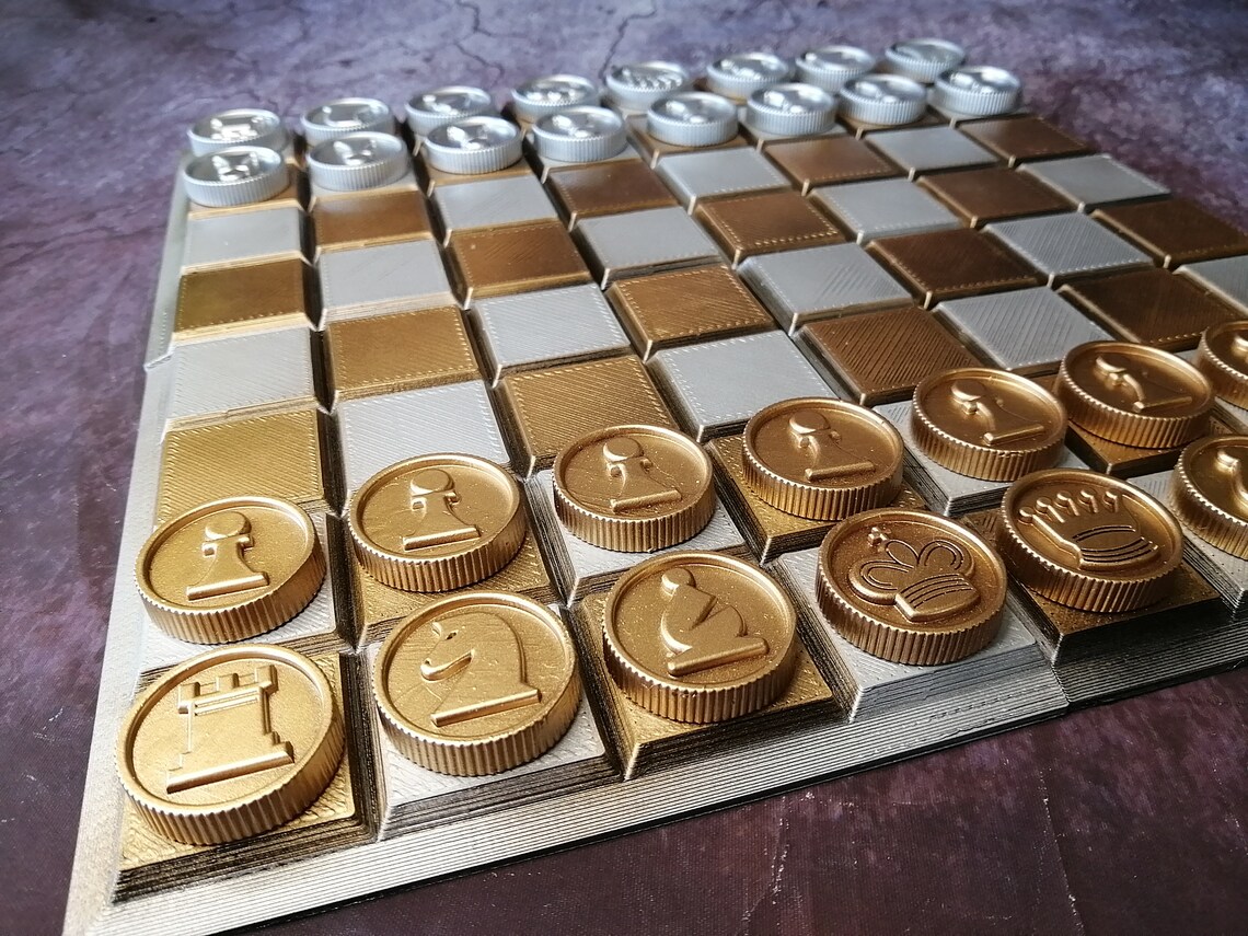 Medallion Chess Coins - Steampunk Chess - Checkers Set - 3D Printed ...