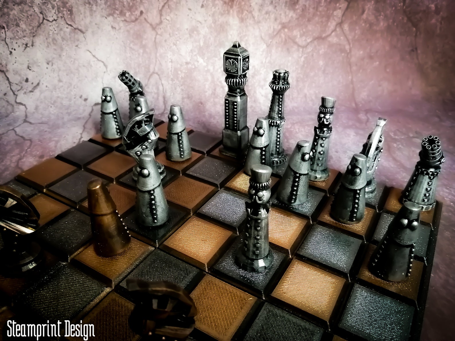 Industrial Steampunk Chess Set - Dieselpunk Chess Set - Hand Painted ...