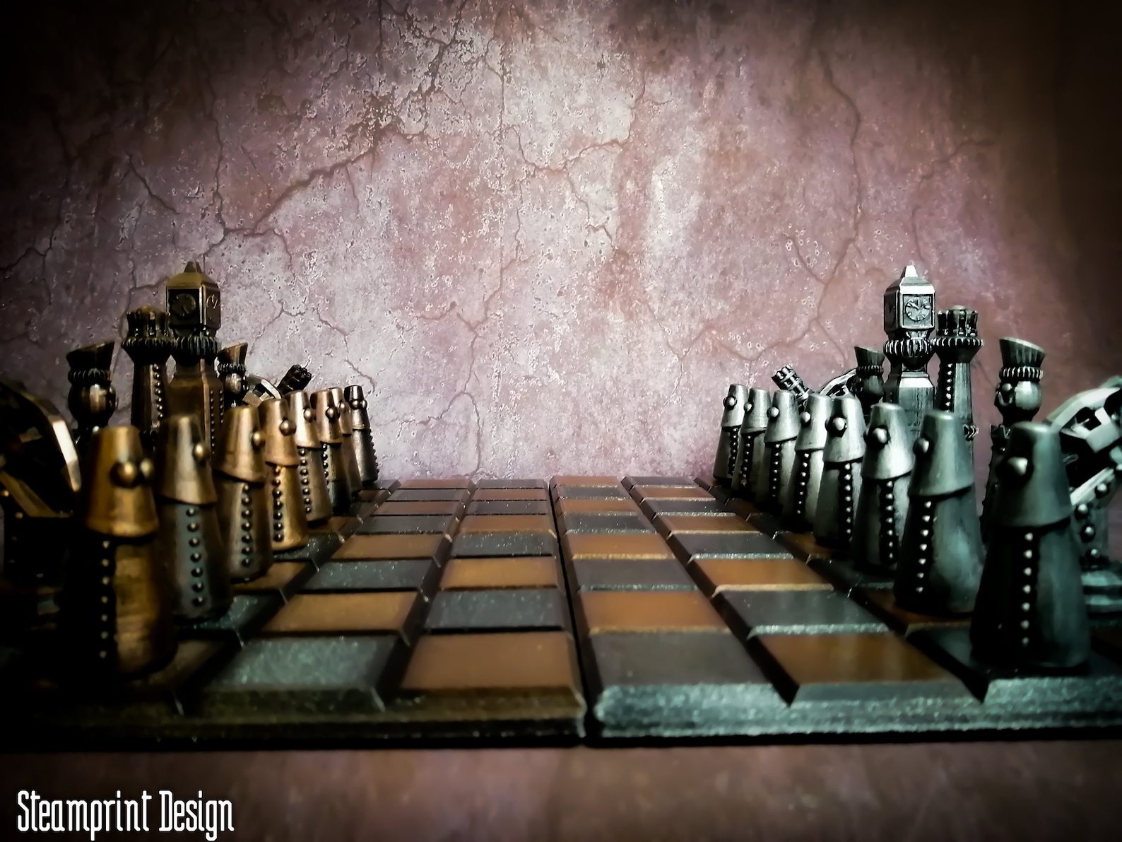 Industrial Steampunk Chess Set - Dieselpunk Chess Set - Hand Painted ...