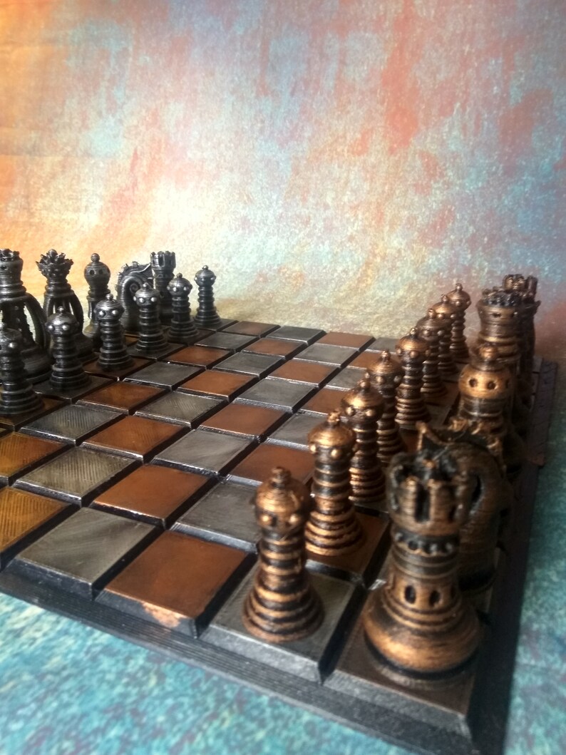 Steampunk Fantasy Chess Set Hand Painted Board Game | Etsy